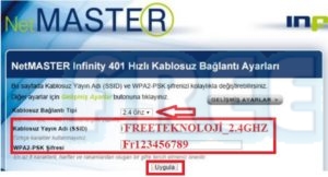 NETMASTER INFİNİTY 401 KABLONET WİFİ AYARLARI - FREE TEKNOLOJİ