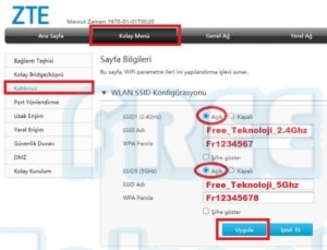 ZTE ZXHN H298A KABLOSUZ ŞİFRE DEĞİŞTİRME - FREE TEKNOLOJİ