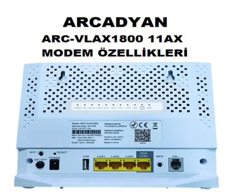 ARCADYAN ARC-VLAX1800 11AX MODEM ÖZELLİKLERİ - FREE TEKNOLOJİ